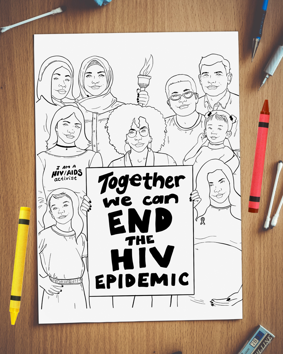 Together We Can End the HIV Epidemic Coloring Page Digital Download ...