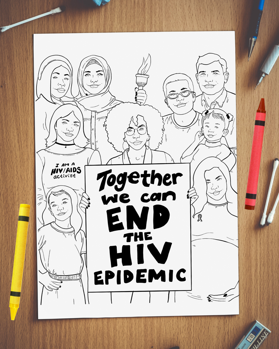 Together We Can End the HIV Epidemic Coloring Page Digital Download ...