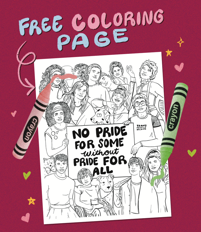 Pride for All Coloring Page Digital Download – Liberal Jane Illustration