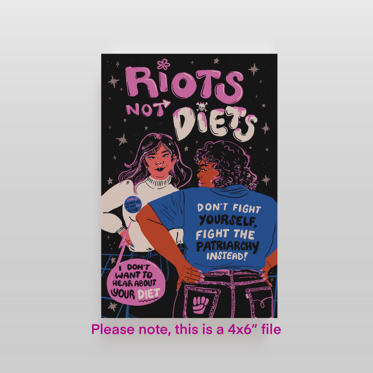 DIGITAL DOWNLOAD: Riots Not Diets (4x6) – Liberal Jane Illustration
